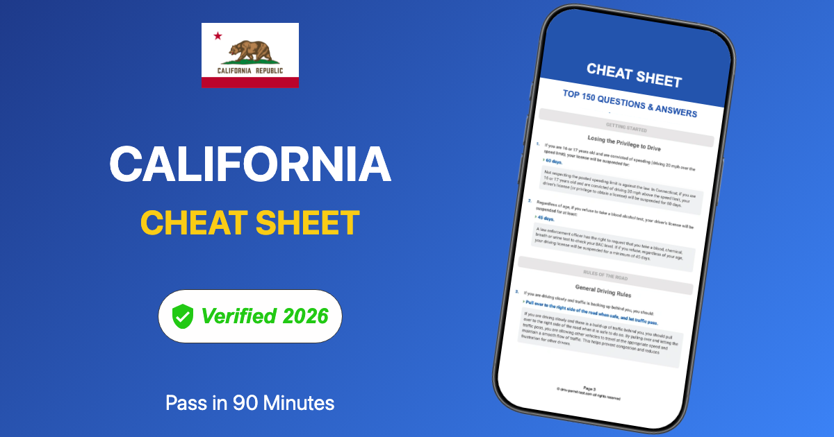 2026 California DMV Written Test Cheat Sheet | Pass on Your 1st Try