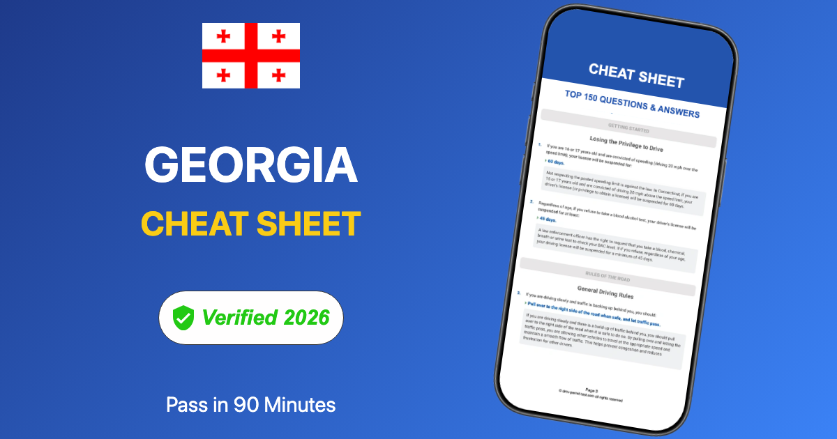 2026 Georgia DMV Written Test Cheat Sheet | Pass on Your 1st Try