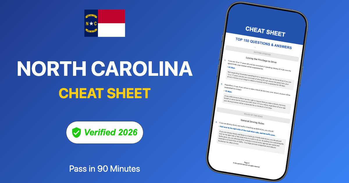 2026 North Carolina DMV Written Test Cheat Sheet | Pass on Your 1st Try