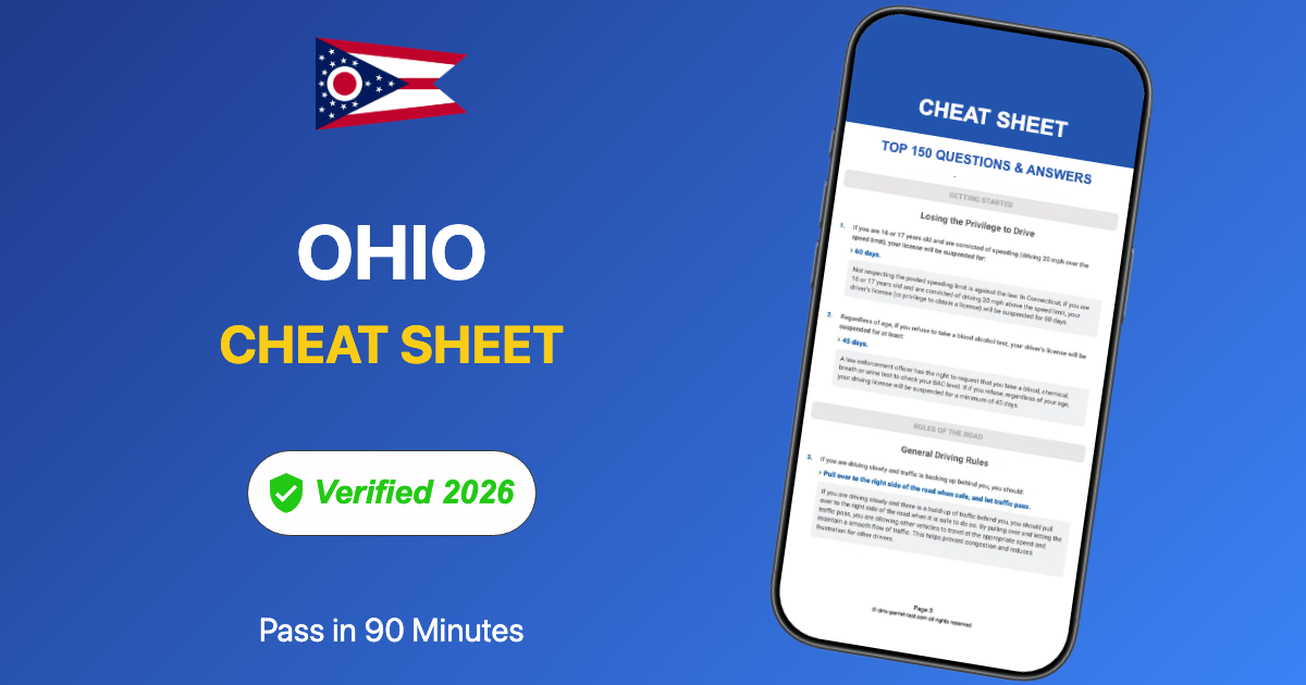 2026 Ohio BMV Written Test Cheat Sheet | Pass on Your 1st Try
