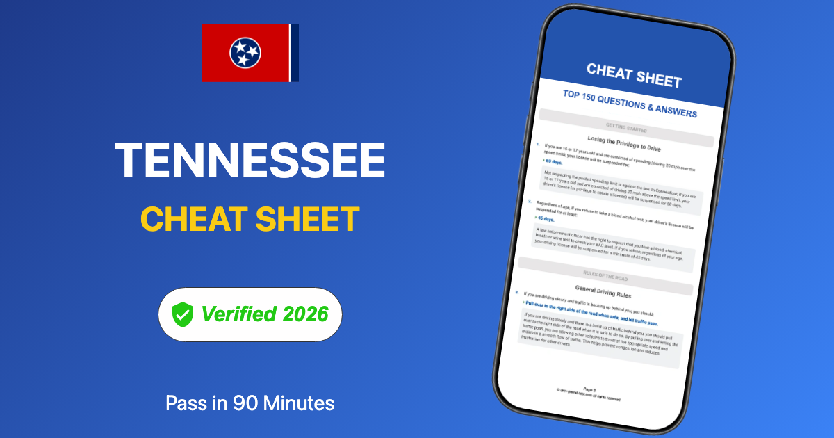 2026 Tennessee DMV Written Test Cheat Sheet | Pass on Your 1st Try